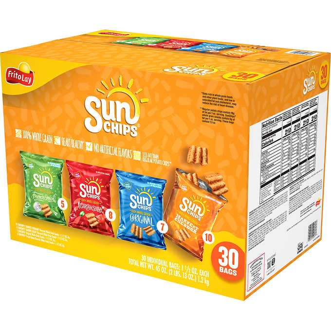 Chips variadas de grano entero, Sun Chips Whole Grain Snacks, Variety ...